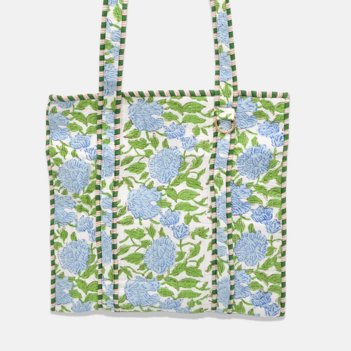 Hydrangea & Pine Floral Mahjong Tote – Middle and Main Mahjong